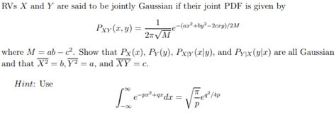 Solved RVs X And Y Are Said To Be Jointly Gaussian If Their Chegg