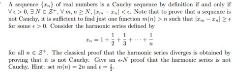 Solved A Sequence N Of Real Numbers Is A Cauchy Sequence