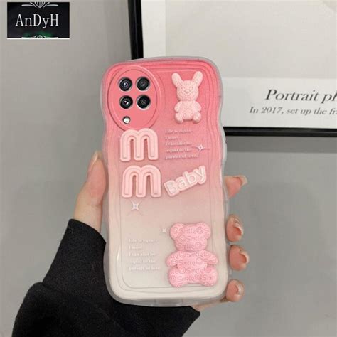 Andyh Phone Case For Samsung Galaxy A22 M22 M32 4g Case 3d Letters Bear