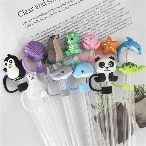 1pc 10mm Straw Cute Cartoon Straw Silicone Plug Resuable Anti Dust Cap