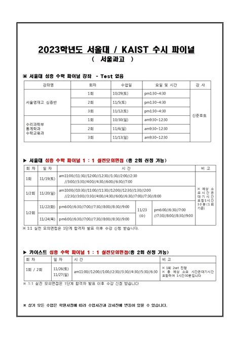 2023 서울대 심층 파이널 강좌 서울과고 수강생