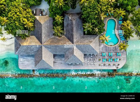 Aerial View Kuredu With Water Bungalows And Beaches Laviyani Atoll