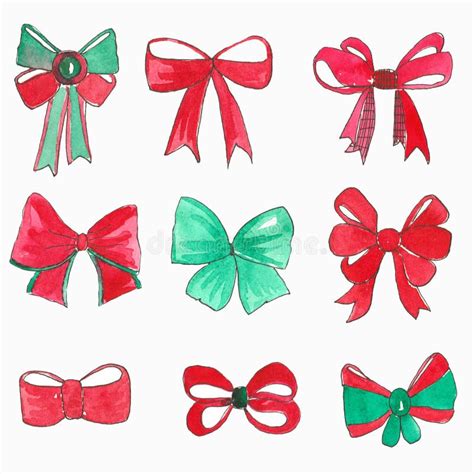 Set Watercolor Pink Bows Stock Illustrations 272 Set Watercolor Pink