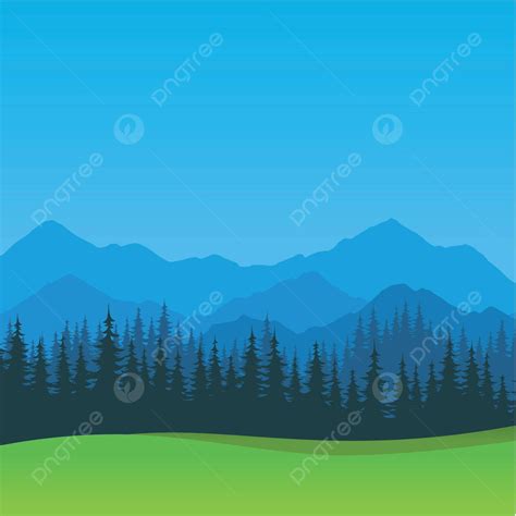 藍天夏季風景與山脈和森林 向量 夏天 冒险 全景向量圖案素材免費下載，png，eps和ai素材下載 Pngtree