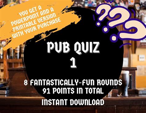 Pub Quiz 1 Powerpoint Game And Printable Game Both Included You Choose Hilarious And Unique