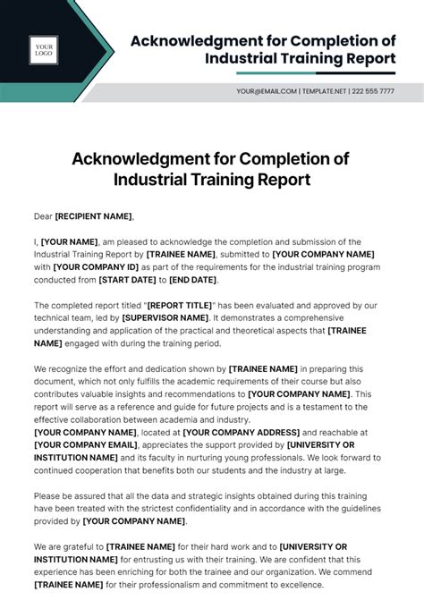 Free Industrial Training Report Template To Edit Online