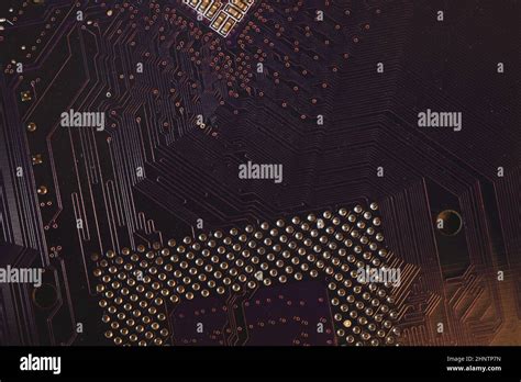 Processor Pins Macro Computer Motherboard Close Up Cpu Pins On A Circuit Board Micro Elements