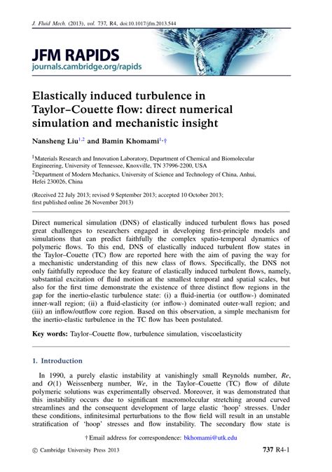 Pdf Elastically Induced Turbulence In Taylor Couette Flow Direct