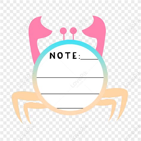 핑크 블루 오렌지 그라디언트 게 모양 일러스트 스티커 메모 메모지주황색분홍 Png 일러스트 무료 다운로드 Lovepik