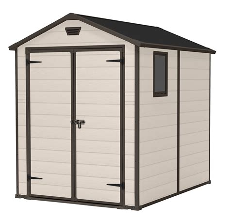 Buy Keter Manor Outdoor Apex Double Door Garden Storage Shed 6 X 8ft Beige Brown Wood Effect