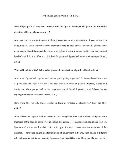 Written Assignment Week 1 Hist 1421 Daniel Beltsazar Written