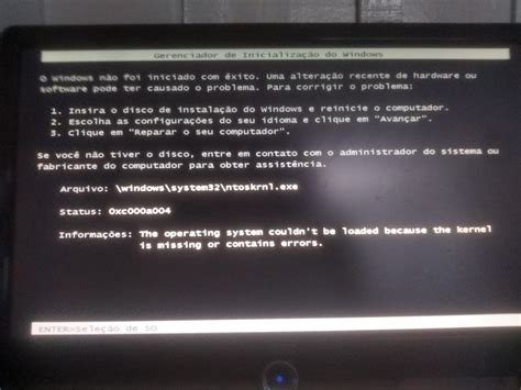 Erro The Operating System Couldn T Be Loaded Because The Kernel No
