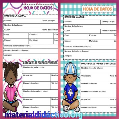 Hoja De Datos Para La Información De Los Alumnos Lindos Diseños