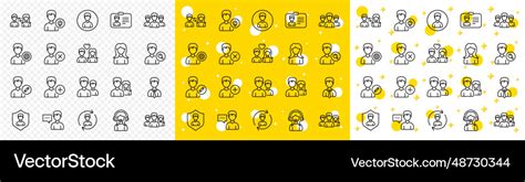 Users Line Icons Male And Female Profiles Vector Image