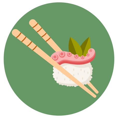 Premium Vector Sushi With Octopus With Chopsticks Sushi Roll