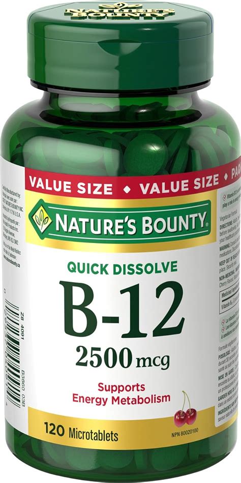Natures Bounty B 12 2500mcg 120 Count Health And Household