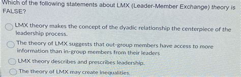 Solved Which Of The Following Statements About Lmx