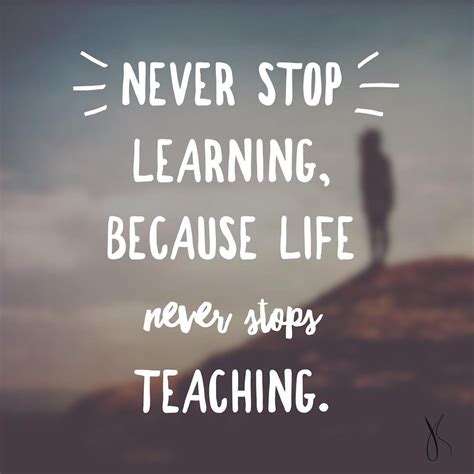 Never Stop Learning Because Life Never Stops Teaching