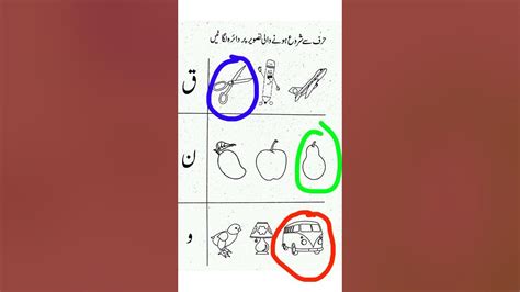 حرف سے شروع ہونے والی تصویر کے گرد دائرہ لگائیے حروف تہجی کی پہچان
