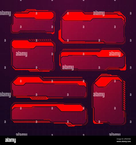 Red Futuristic Hud Or Ui Elements Sci Fi User Interface Text Boxes