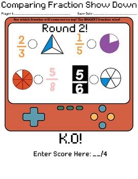 Comparing Fractions Show Down By Cassidy Campion TPT