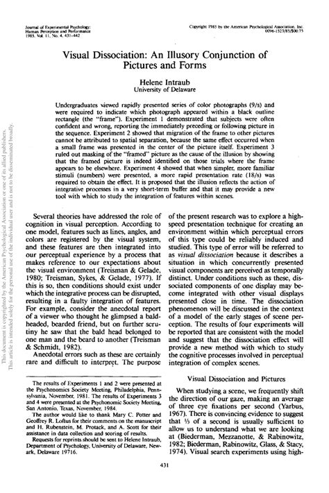 Visual Dissociation An Illusory Conjunction Of Pictures And Forms Request Pdf