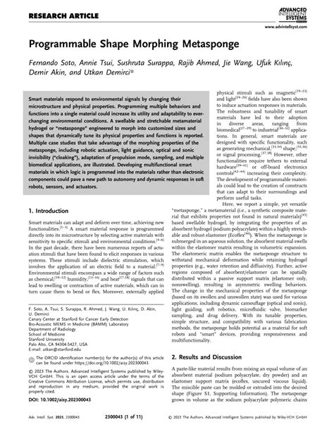 PDF Programmable Shape Morphing Metasponge