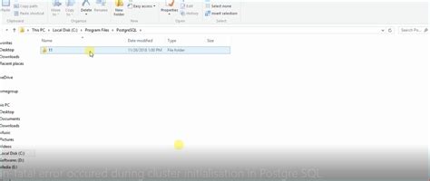 A Non Fatal Error Occured During Cluster Initialisation In Postgre Sql