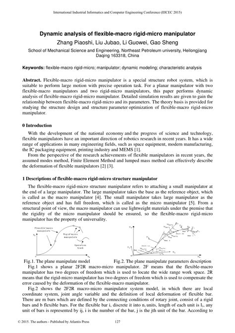 Pdf Dynamic Analysis Of Flexible Macro Rigid Micro Manipulator