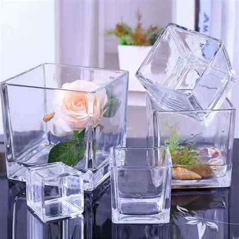 Large Square Glass Vase