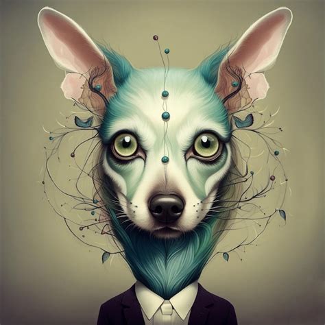 Premium Ai Image Portrait Of A Dog With Blue Hair In A Business Suit