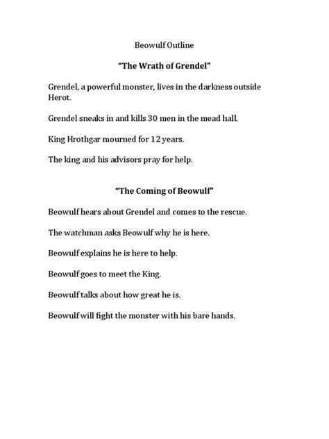 Beowulf Outline 1 Beowulf Geats Free 30 Day Trial Scribd