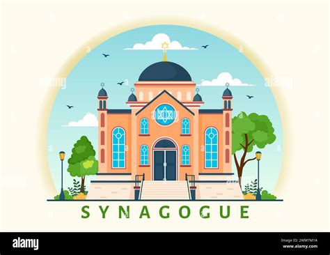 Synagogue Building Or Jewish Temple Vector Illustration With Religious