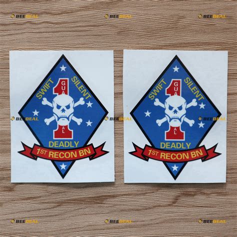 2x Glossy 4 Inches 1st Reconnaissance Battalion 1st Recon Bn Decal