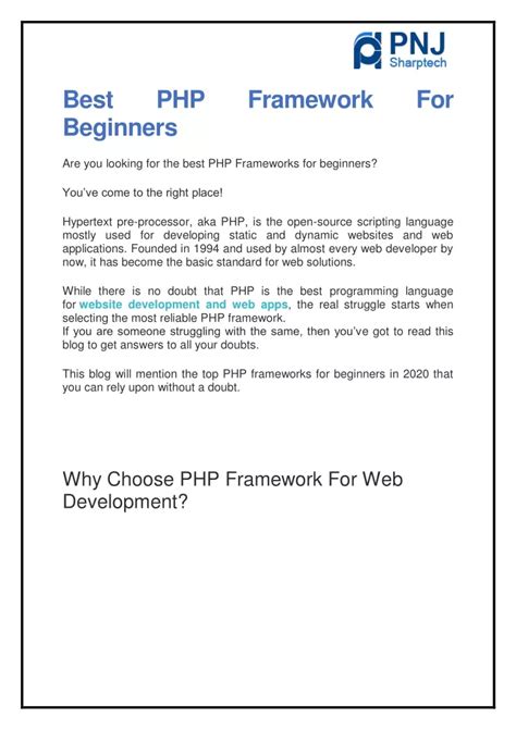 ppt best php framework for beginners powerpoint presentation free download id 10091056