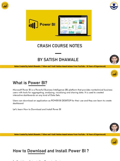 Notes Power Bi Crash Course Pdf You Tube System Software