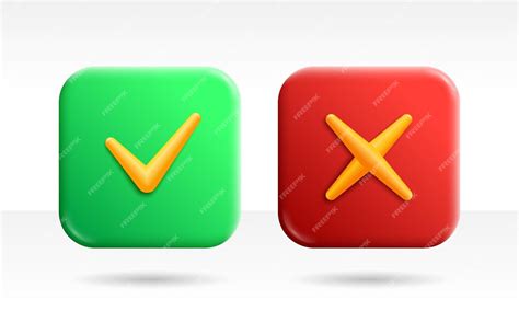 Premium Vector Accept And Reject Vector 3d Render Buttons Tick Check And Cross Marks On Green