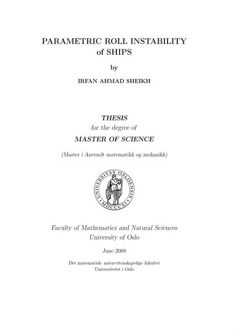 Pdf Parametric Roll Instability Of Ships Core · Parametric Roll