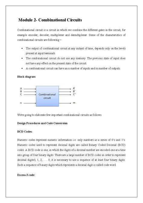 Module 2 Combinational Circuits Module 2 Combinational Circuits