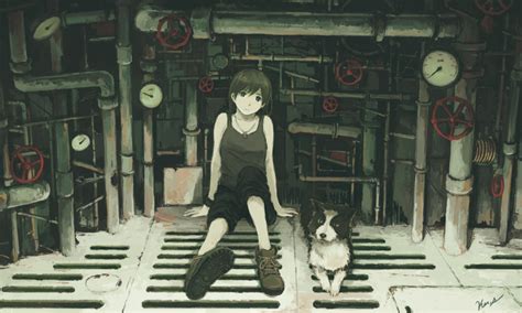 Kensight328 Original Highres 1girl Against Wall Arms At Sides