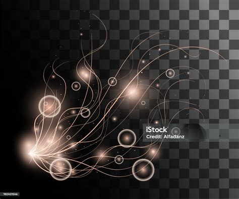 네온 베이지색 Bokeh 효과 입자 장식 투명 배경 웹사이트 페이지 및 모바일 응용 프로그램 디자인에 고립 된 스레드 일러스트와