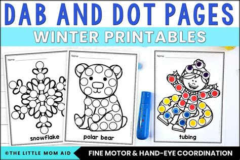 Winter Dot Art Printables Dab And Dot Worksheets Fine Motor Activity Bingo Marker Pages Etsy