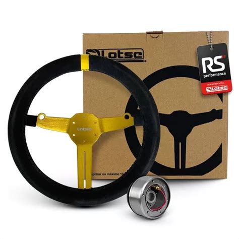 Volante Lotse Velox Camurça Haste Dourada Cubo Wega P Fiat