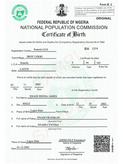 Date Of Birth Certificate Pdf