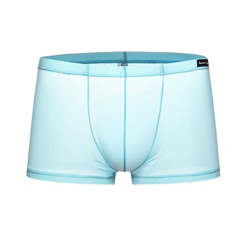 남자 복서 반바지 얼음 실크 속옷 볼록 벌지 망 복서 팬티 섹시한 남성 속옷 시시한 남성 게이 속옷 권투선수 AliExpress