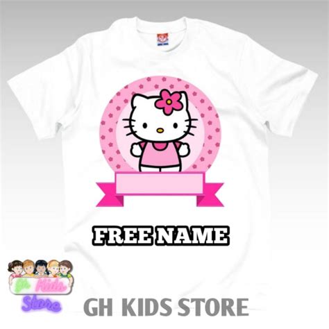 jual baju anak kaos anak gambar hello kitty free name bahan premium