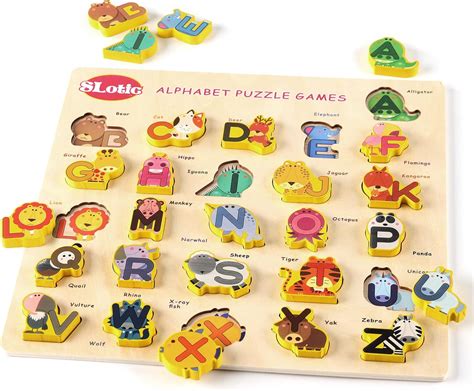 Rompecabezas de madera con diseño de alfabeto de animales para niños pequeños de a años