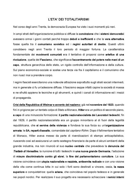 Storia Contemporanea I Totalitarismi Docsity