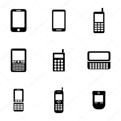 Icônes De Téléphone Portable Vector Noir Set — Image Vectorielle 44483967
