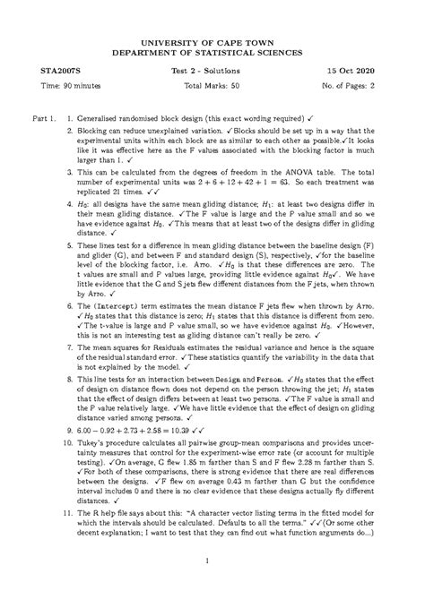 Test2 2007 S 2020 Solutions University Of Cape Town Department Of